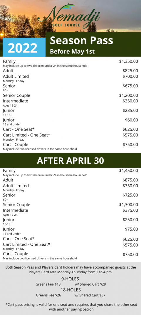 Rates - Nemadji Golf Course | Superior, Wisconsin