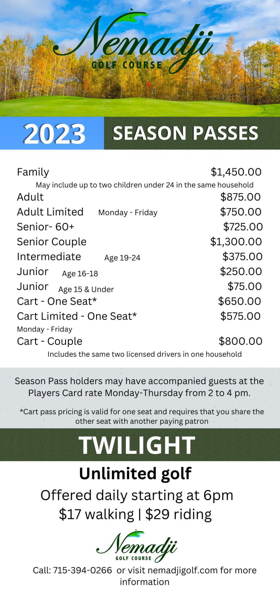 Rates - Nemadji Golf Course | Superior, Wisconsin