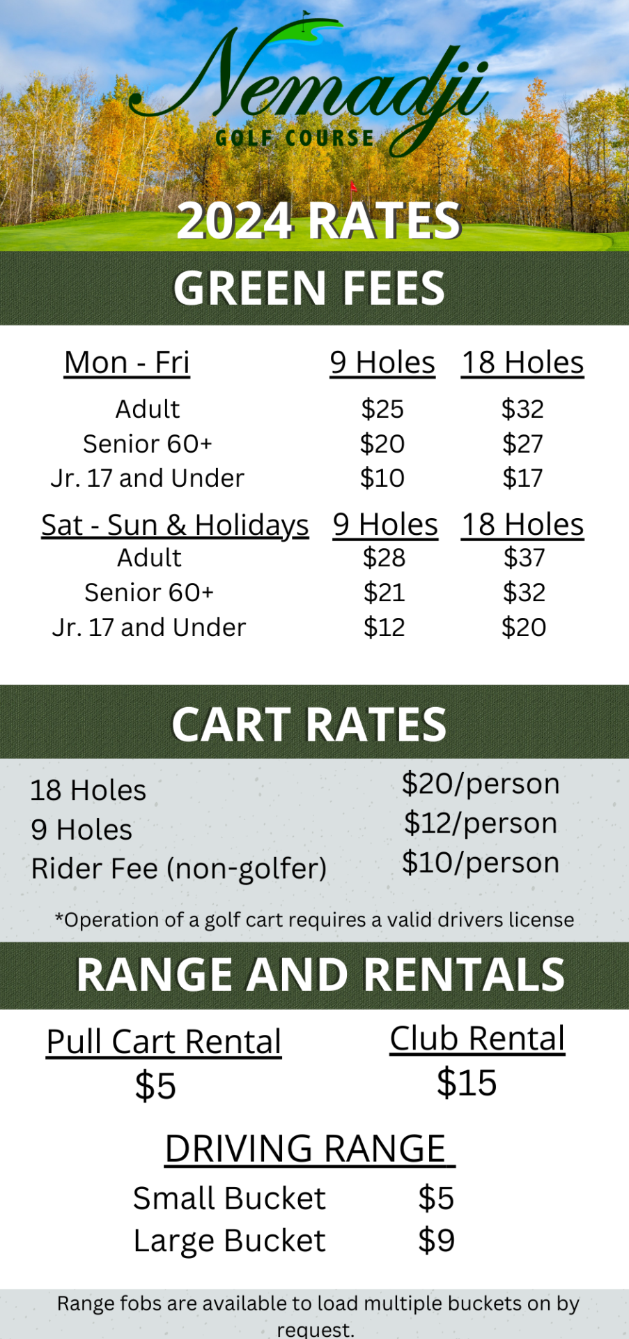 Rates - Nemadji Golf Course | Superior, Wisconsin