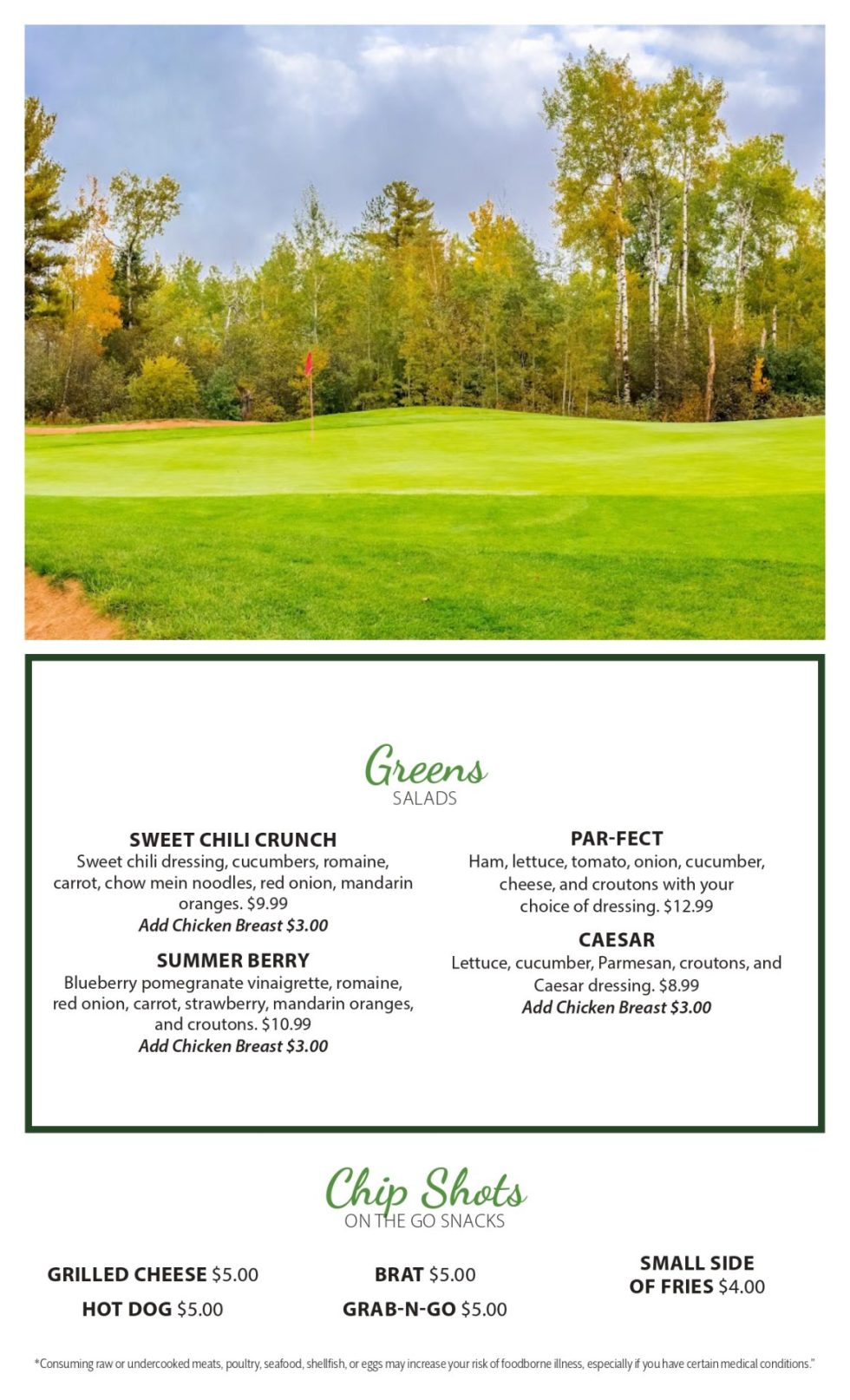 Menu Nemadji Golf Course