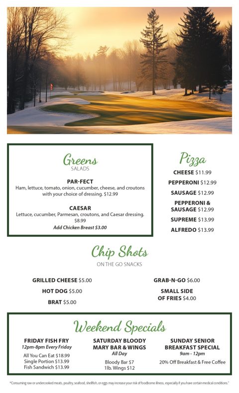 Menu Nemadji Golf Course